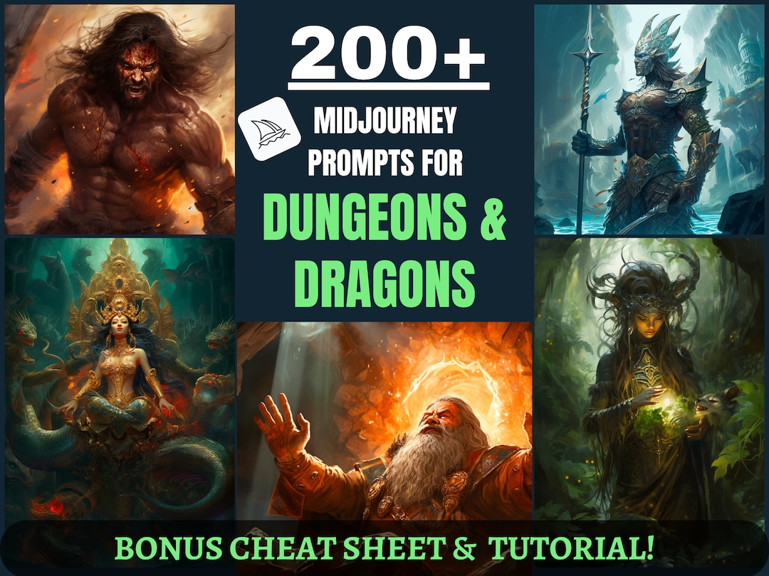 200 Midjourney Prompts for Dungeons and Dragons Fantasy Art Includes Bonus Tutorial Cheat Sheet ...