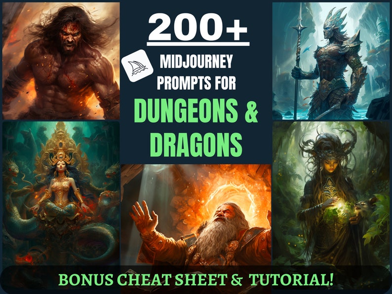 200 Midjourney Prompts for Dungeons and Dragons Fantasy Art Includes Bonus Tutorial Cheat Sheet ...