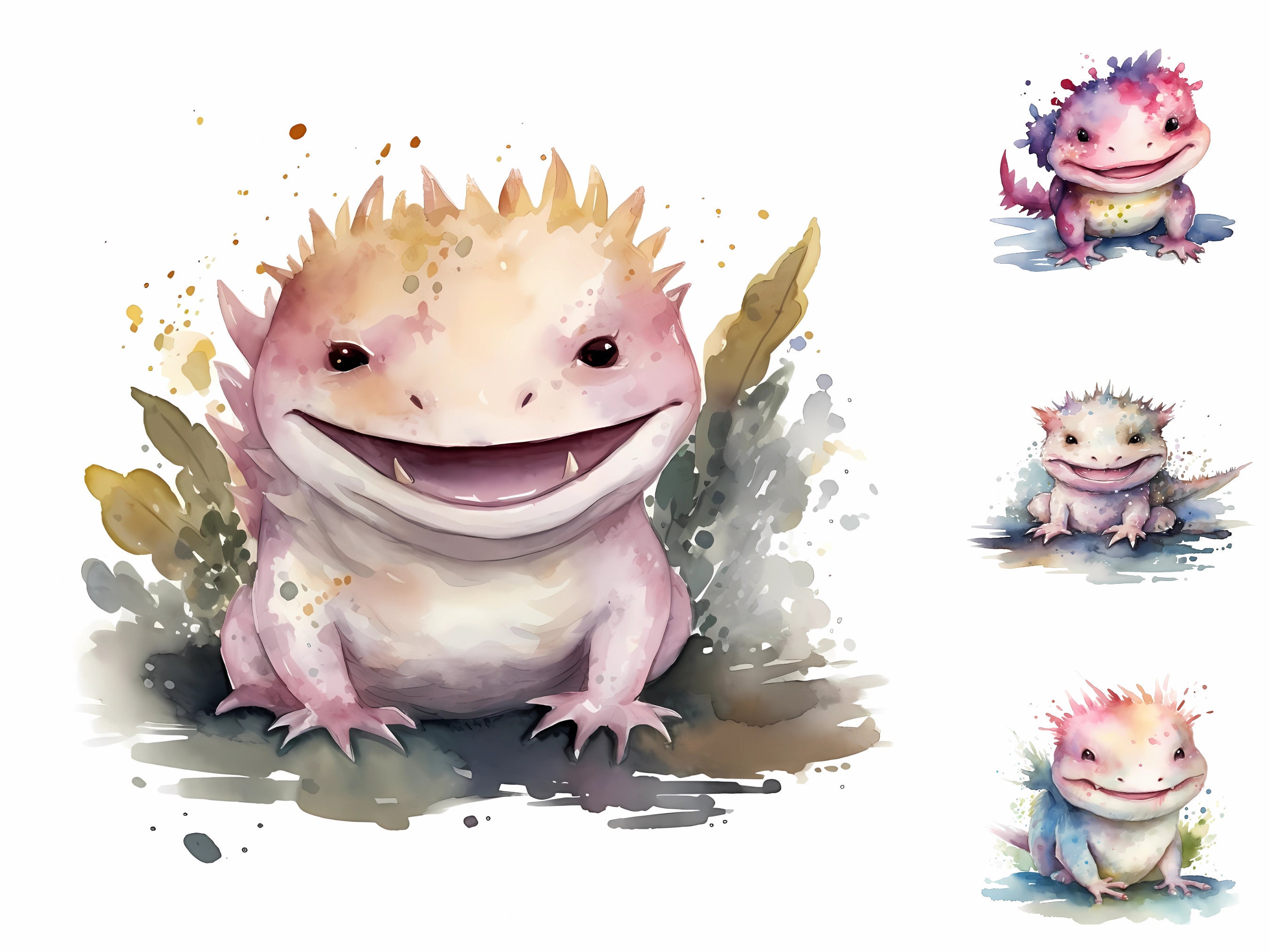 Axolotl Digital Clipart Pack 12 High Quality Jpgs Digital - Etsy