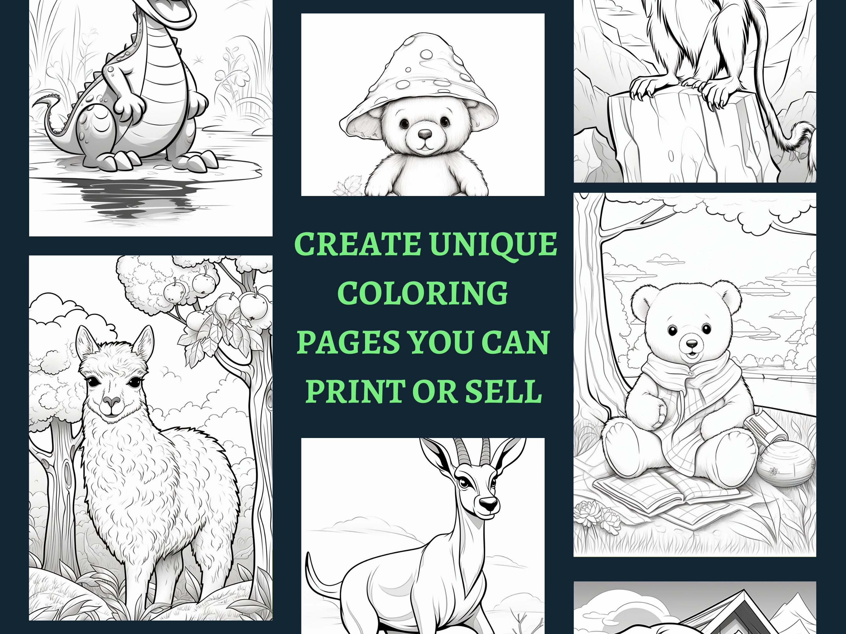 900 Midjourney Prompts for Coloring Pages bundle Includes Bonus ...