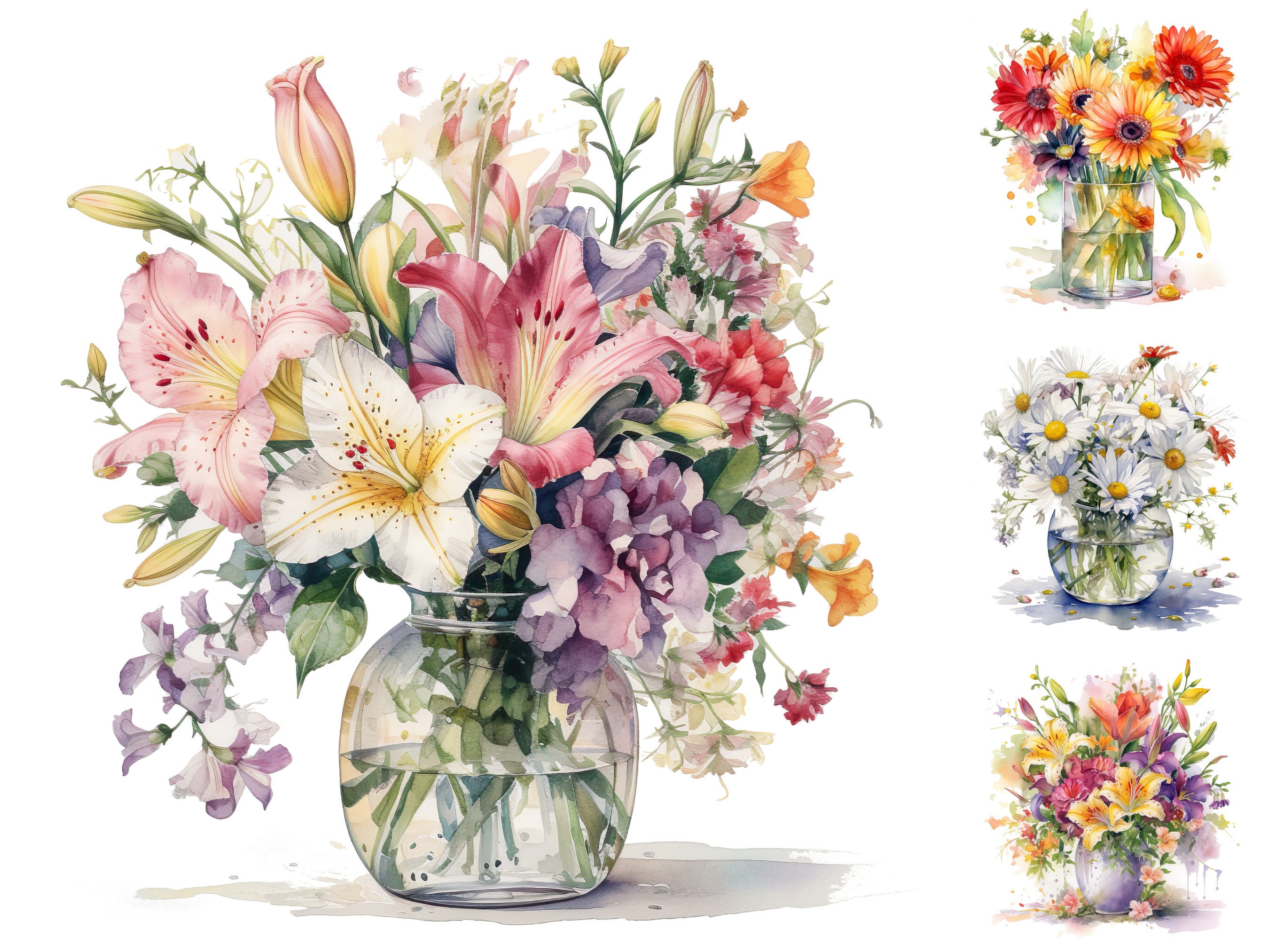 Flower Bouquet Digital Clipart Pack - Set #2 - 12 High Quality Jpgs ...