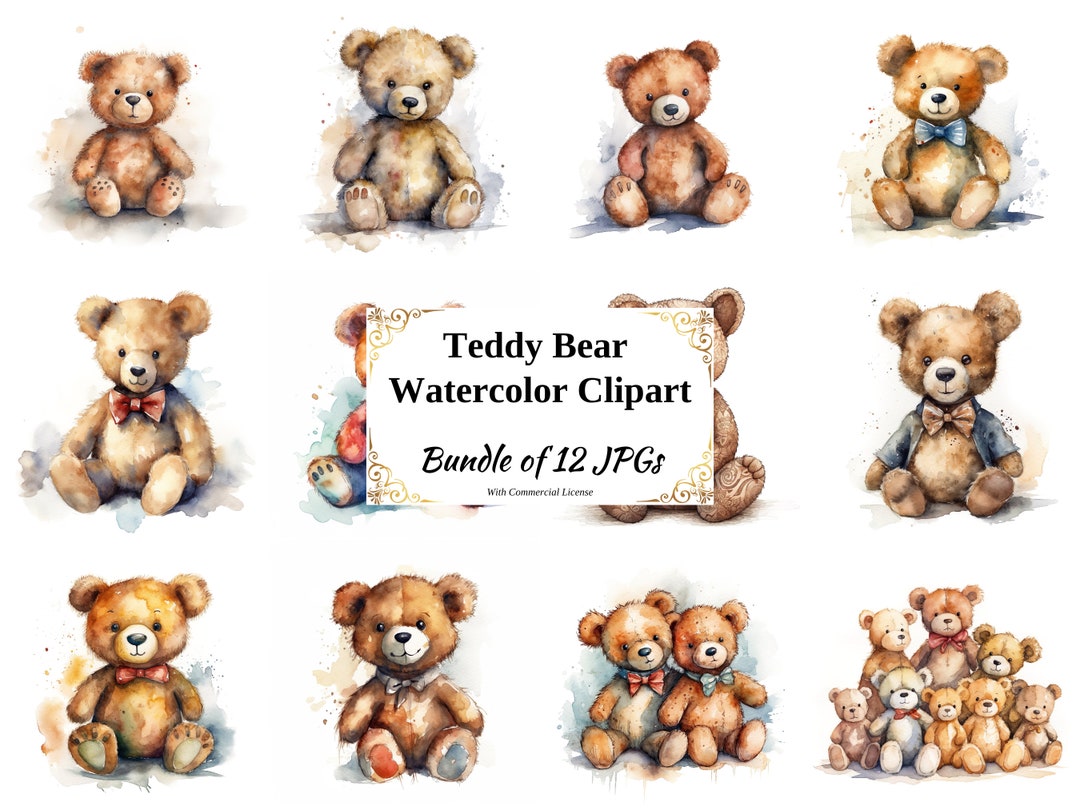 Teddy Bear Digital Clipart Pack - 12 High Quality Jpgs - Digital ...