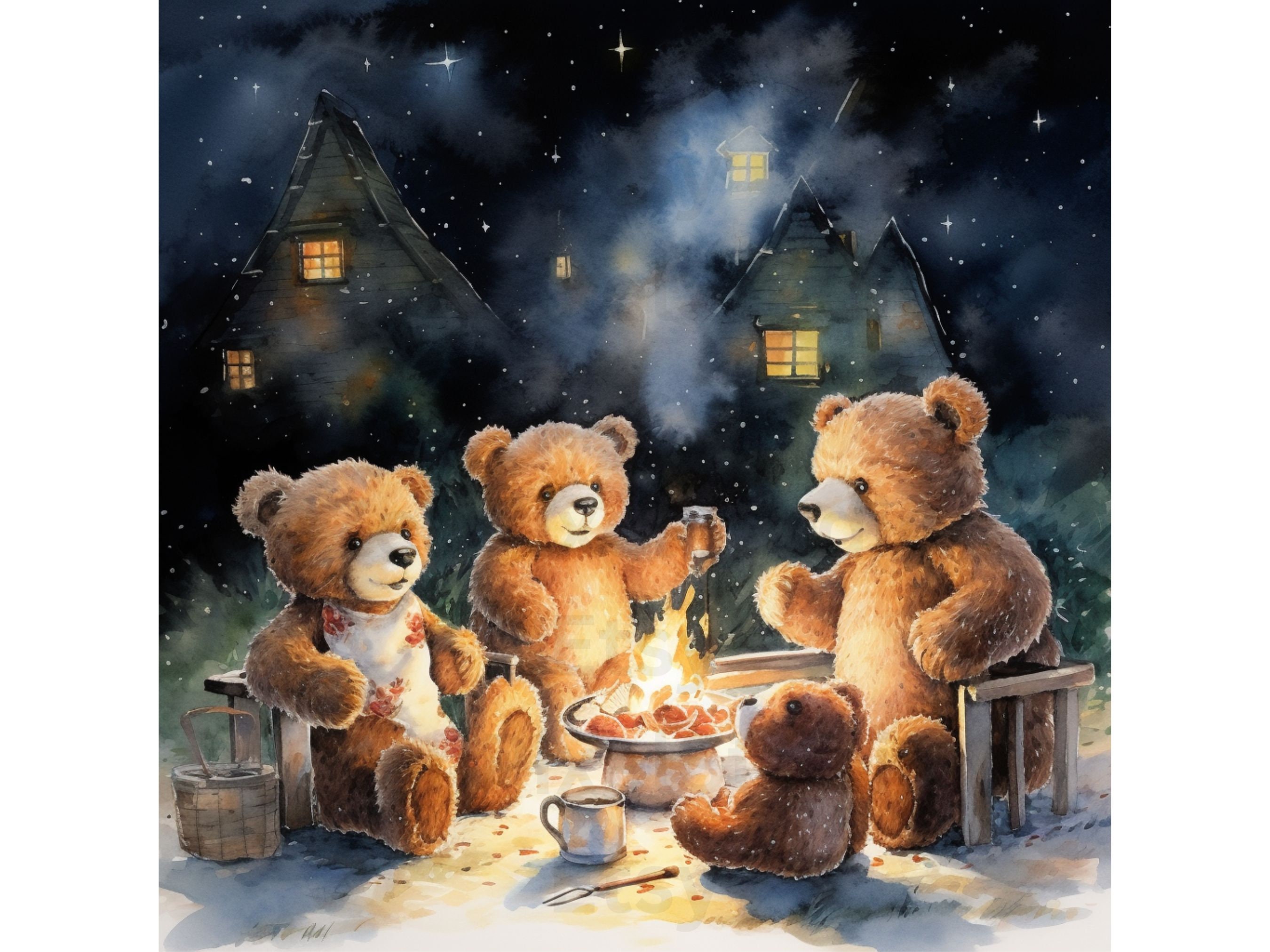Teddy Bear Bbq/campfire Digital Clipart Pack 14 High Quality Jpgs ...