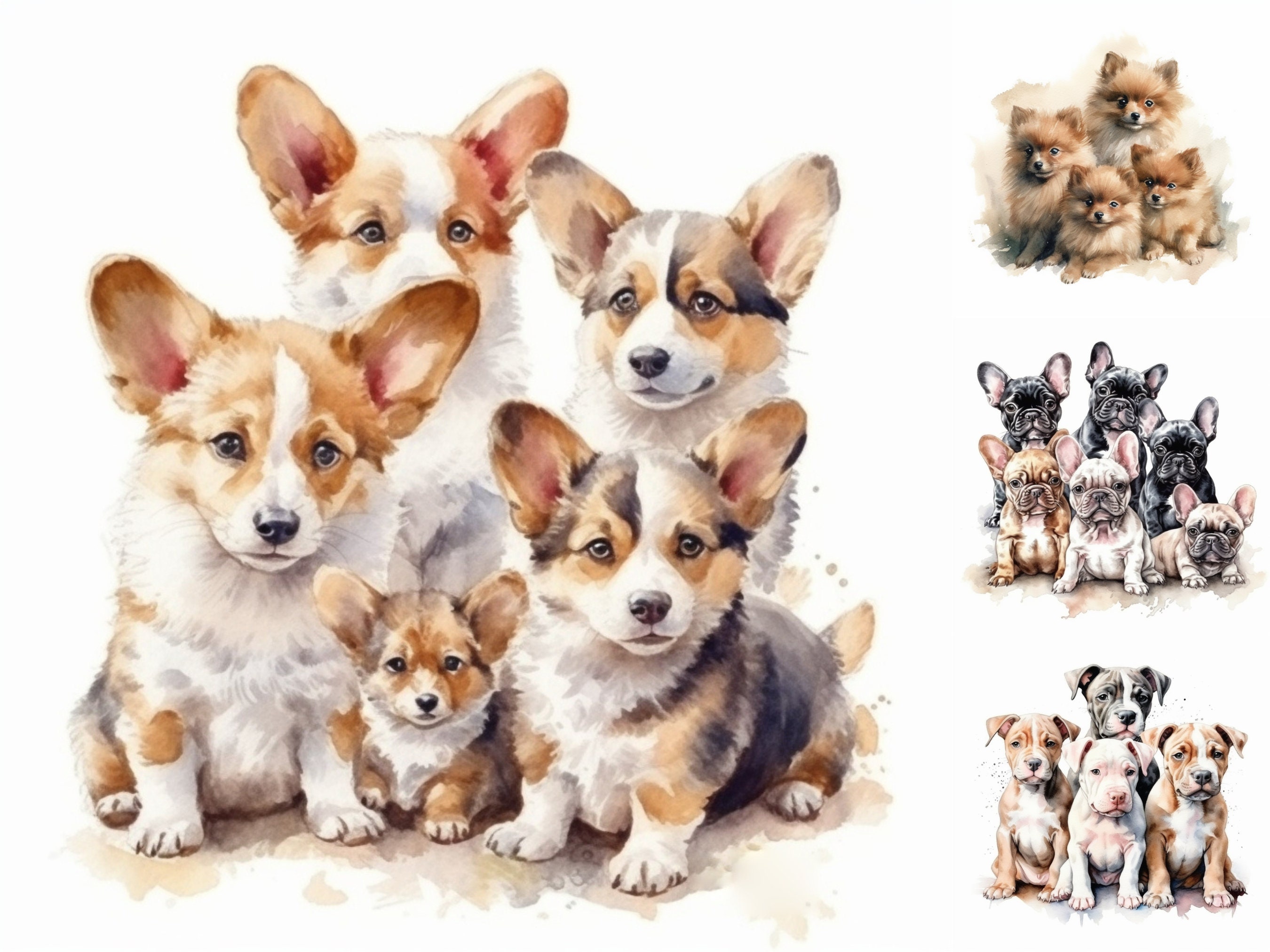 Cute Puppy Litter Digital Clipart Pack - 12 High Quality Jpgs - Digital ...