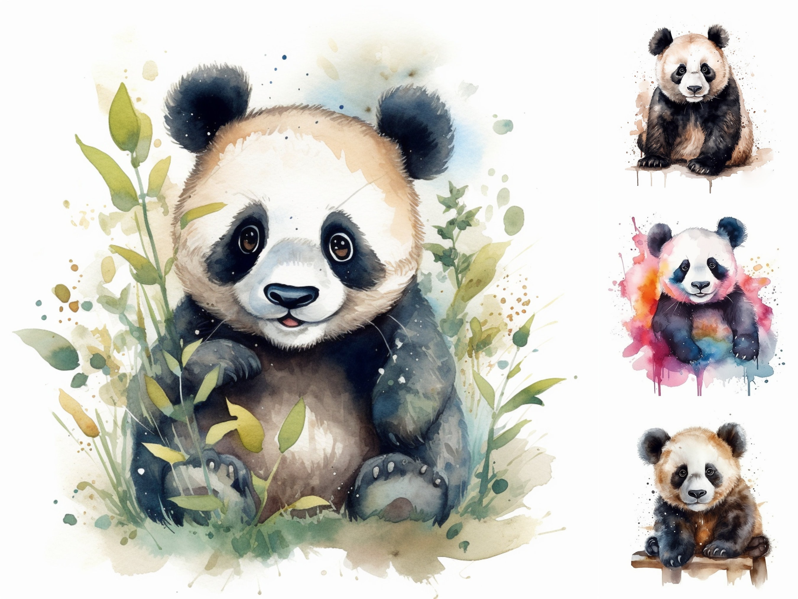 Panda Bear Digital Clipart Pack - 12 High Quality Jpgs - Digital ...