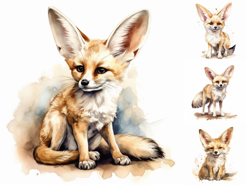 Fennec Fox Digital Clipart Pack 12 High Quality Jpgs - Etsy