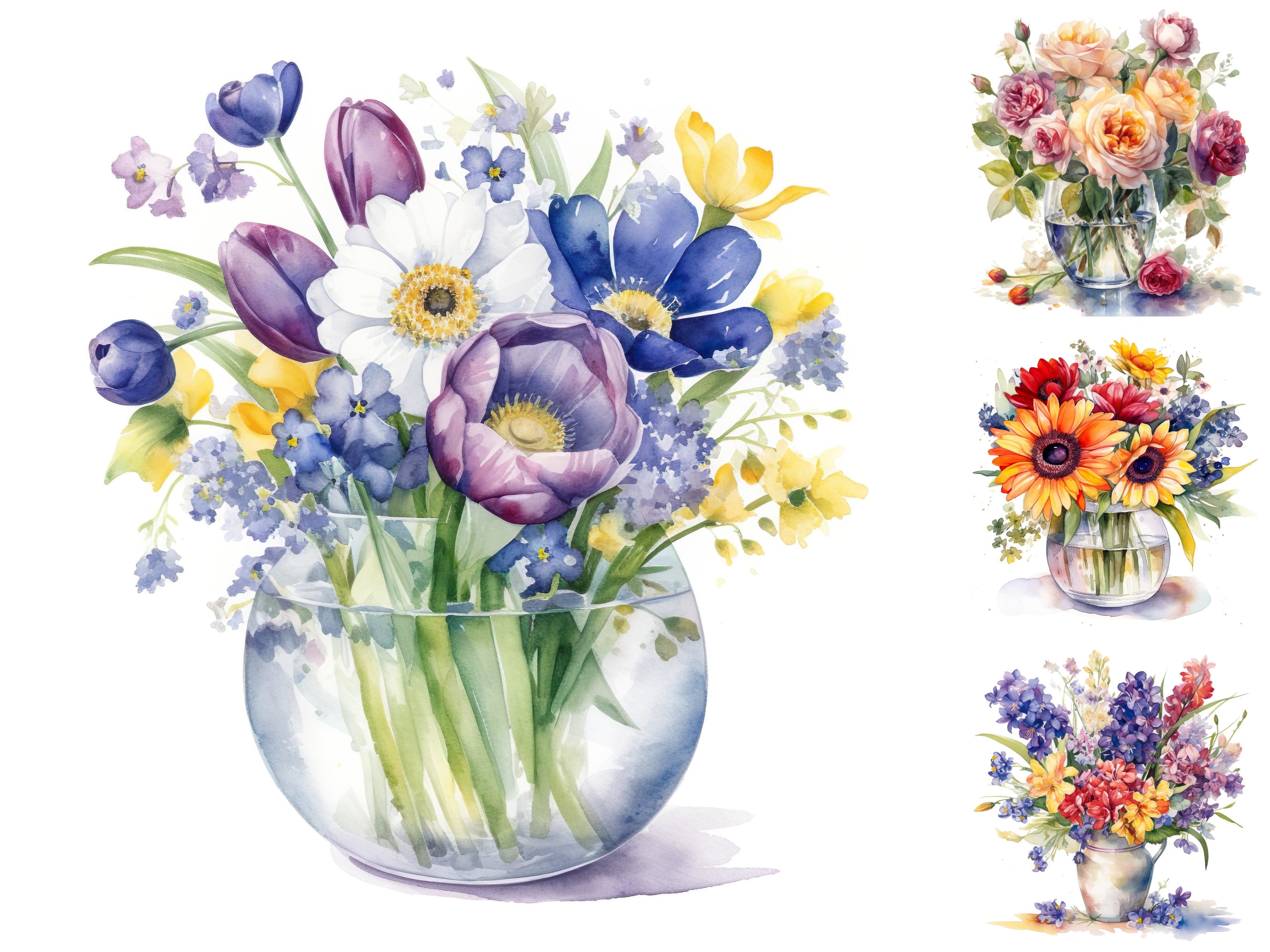 Flower Bouquet Digital Clipart Pack - Set #2 - 12 High Quality Jpgs ...