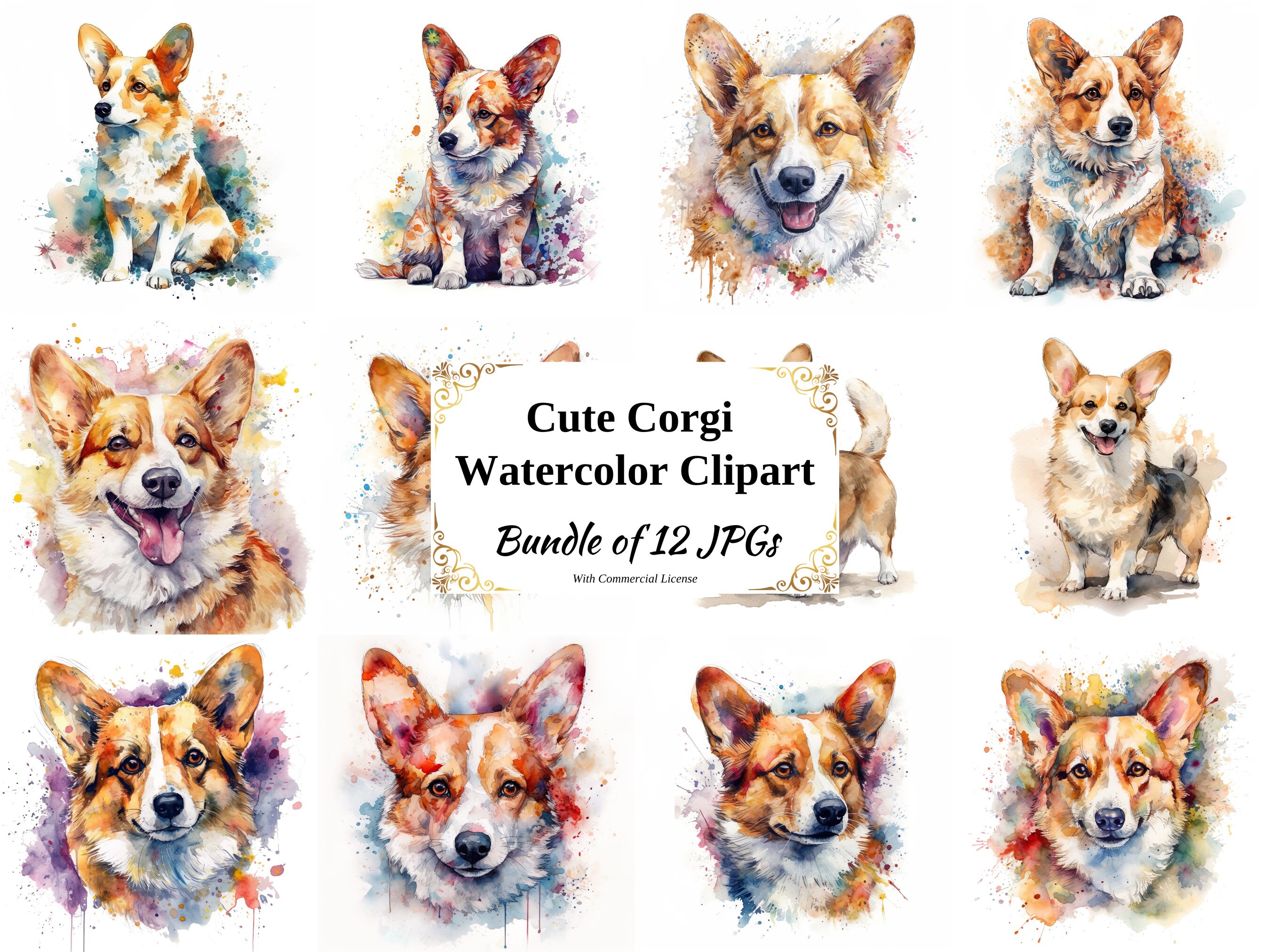 Corgi Digital Clipart Pack 12 High Quality Jpgs Digital Download Card ...