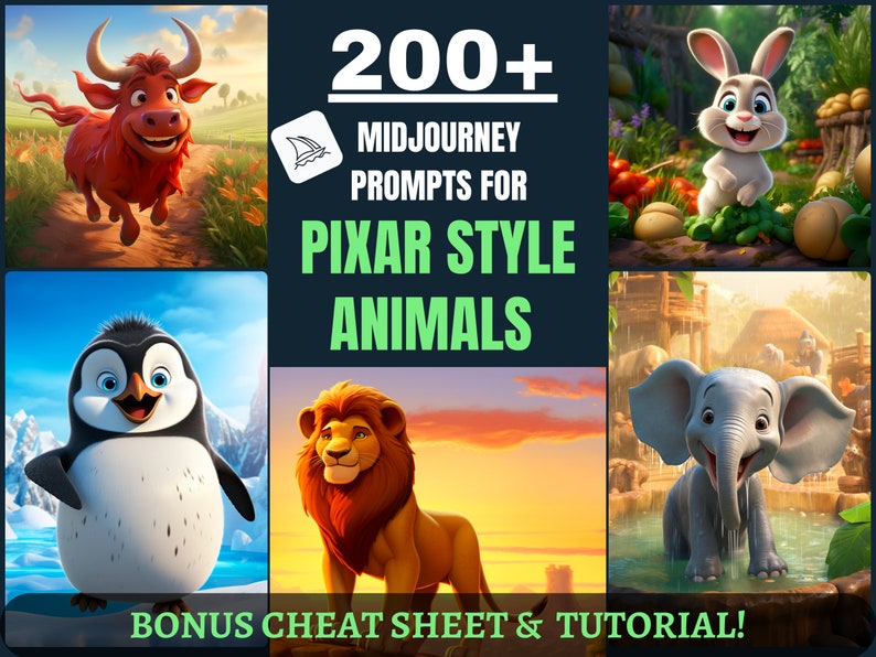 200+ Midjourney Prompts for Pixar Style Animals | Includes Bonus ...