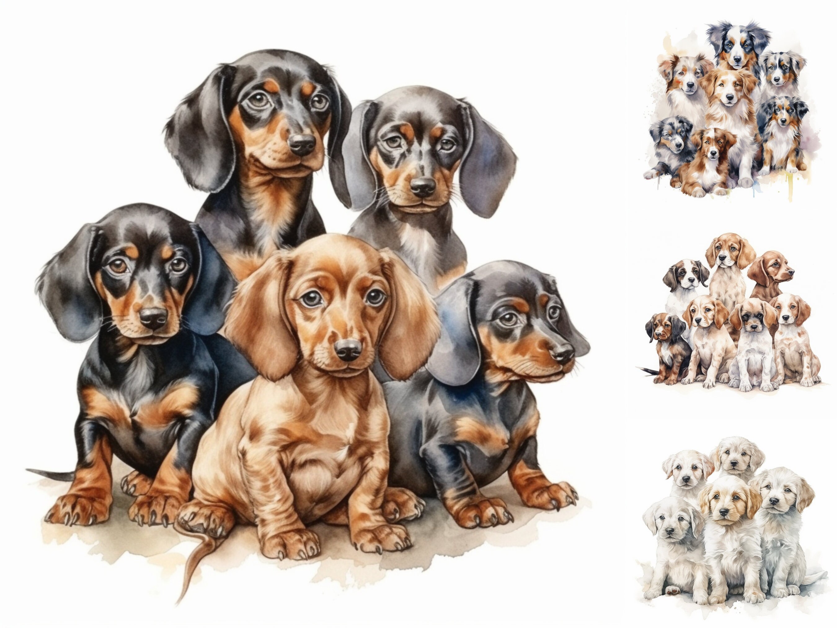 Cute Puppy Litter Digital Clipart Pack - 12 High Quality Jpgs - Digital ...