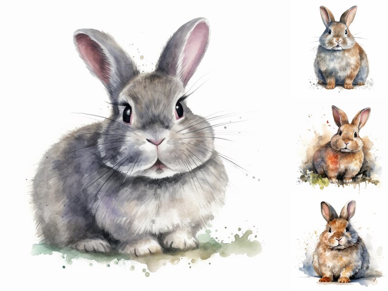 Netherland Dwarf Rabbit Digital Clipart Pack - 12 High Quality Jpgs ...