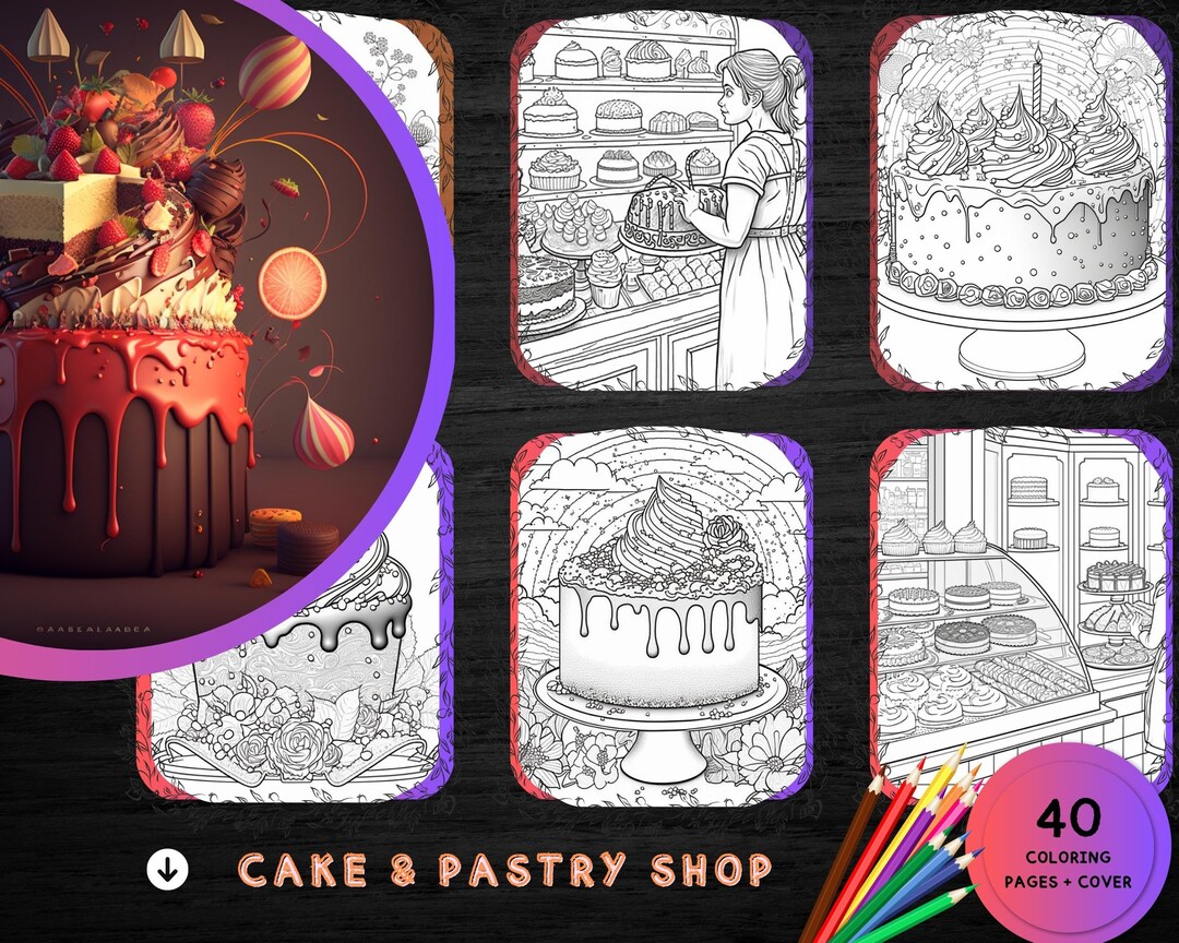 Pastrt&pastryprintable Adult Coloring Book Gift for - Etsy