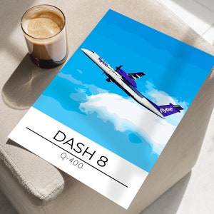 Dash8 Q400 Airline Poster Print, Aviation Art, Aircraft Wall Art, Pilot ...