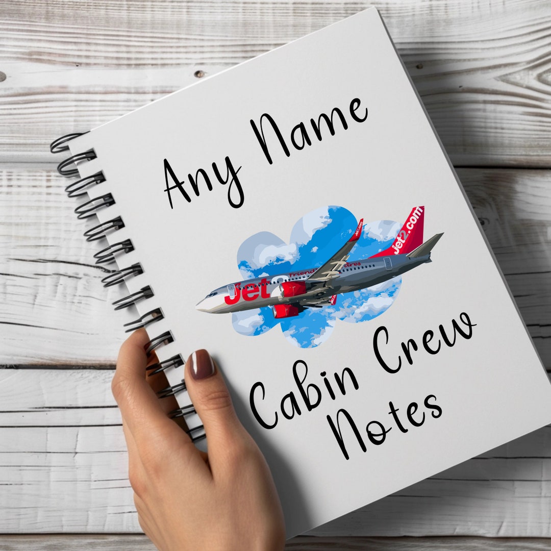 Personalised Cabin Crew Notebook Aviation Gift Notepad Boeing B737 Plane A5 Spiral Book Airline ...