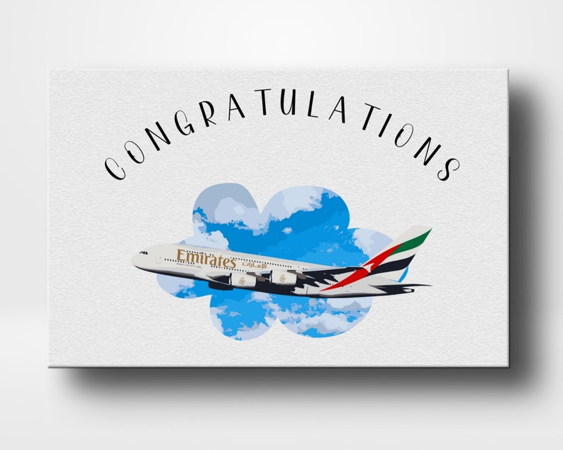 A380 Plane Congratulations Card Aviation Gift Card Airline Cabin Crew ...