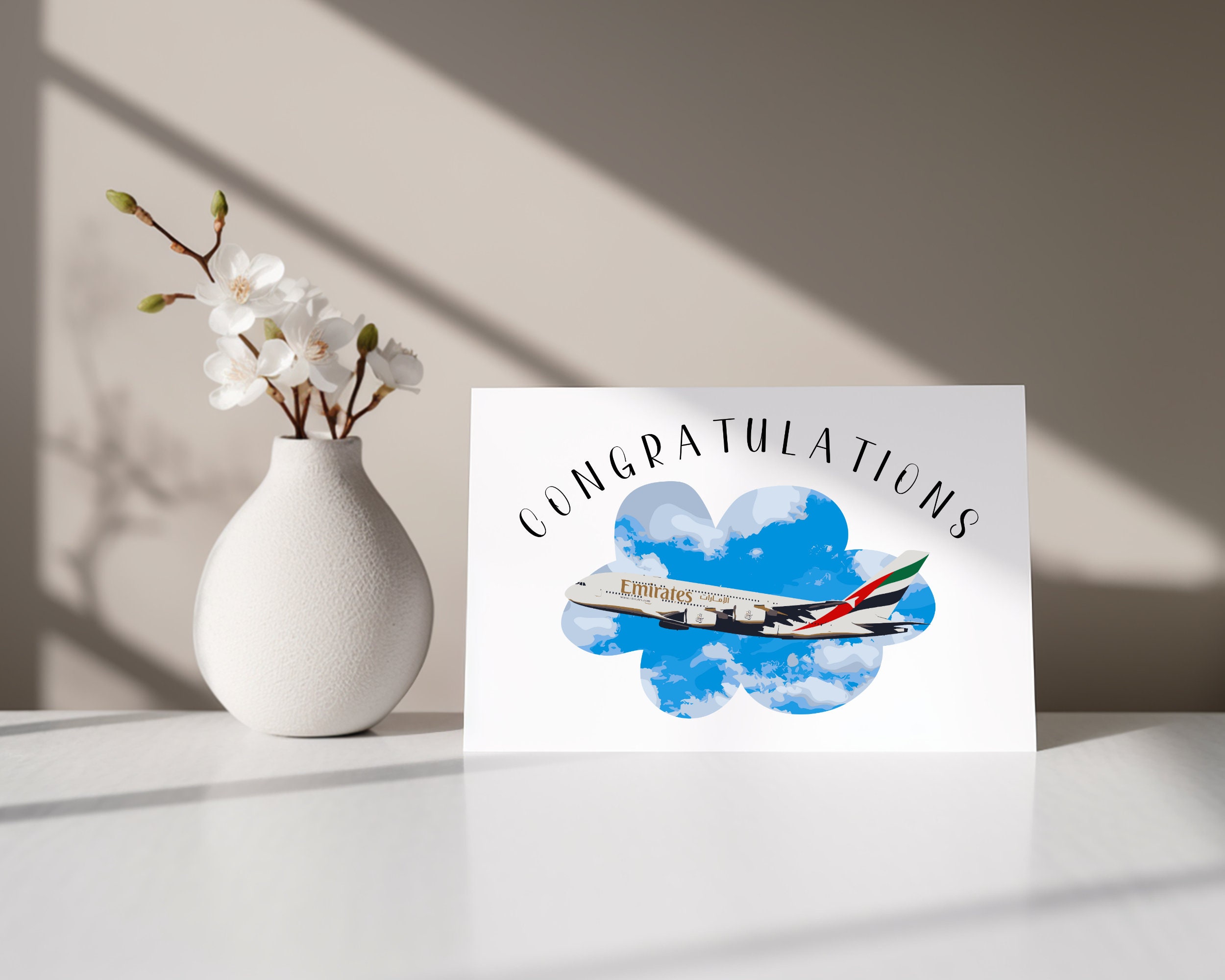 Congratulations Plane Card| A380 Aviation Card| Airline Card| Cabin ...