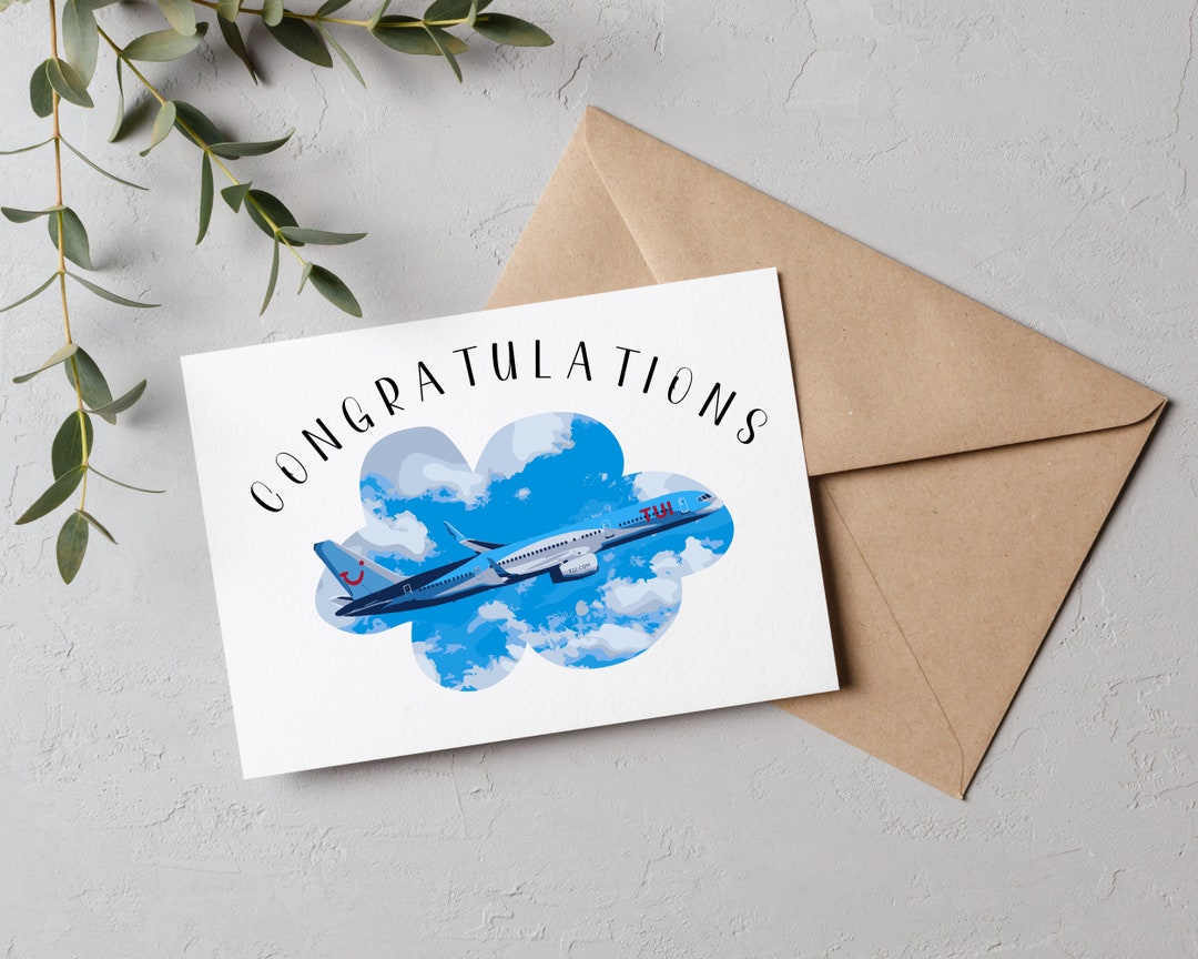 Congratulations Plane Card| B757 Aviation Card| Airline Card| Cabin ...