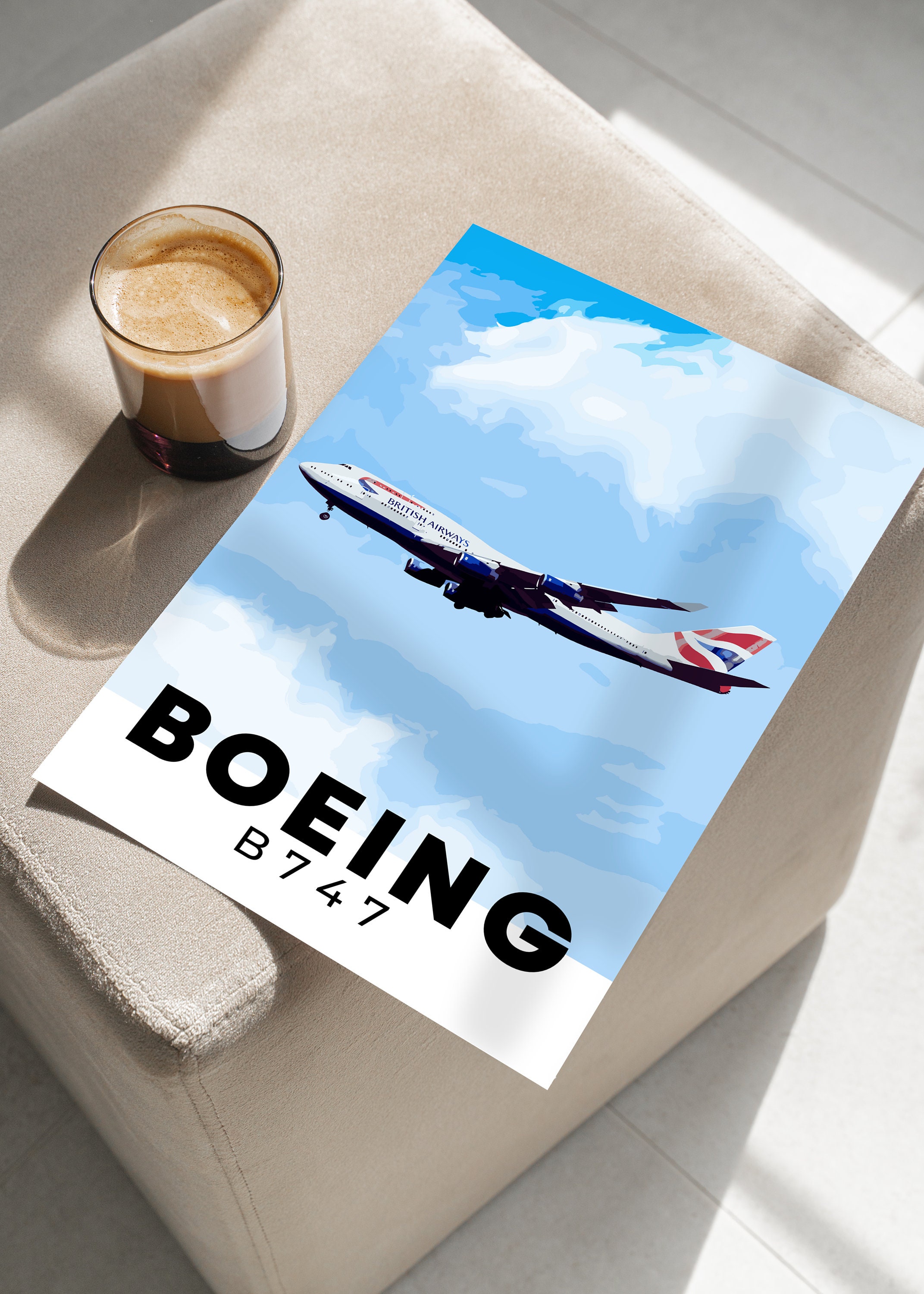 Boeing 747 Poster Fine Aviation Artwork Airplane Posters Aircraft Wall ...