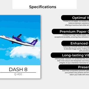 Dash8 Q400 Airline Poster Print, Aviation Art, Aircraft Wall Art, Pilot ...
