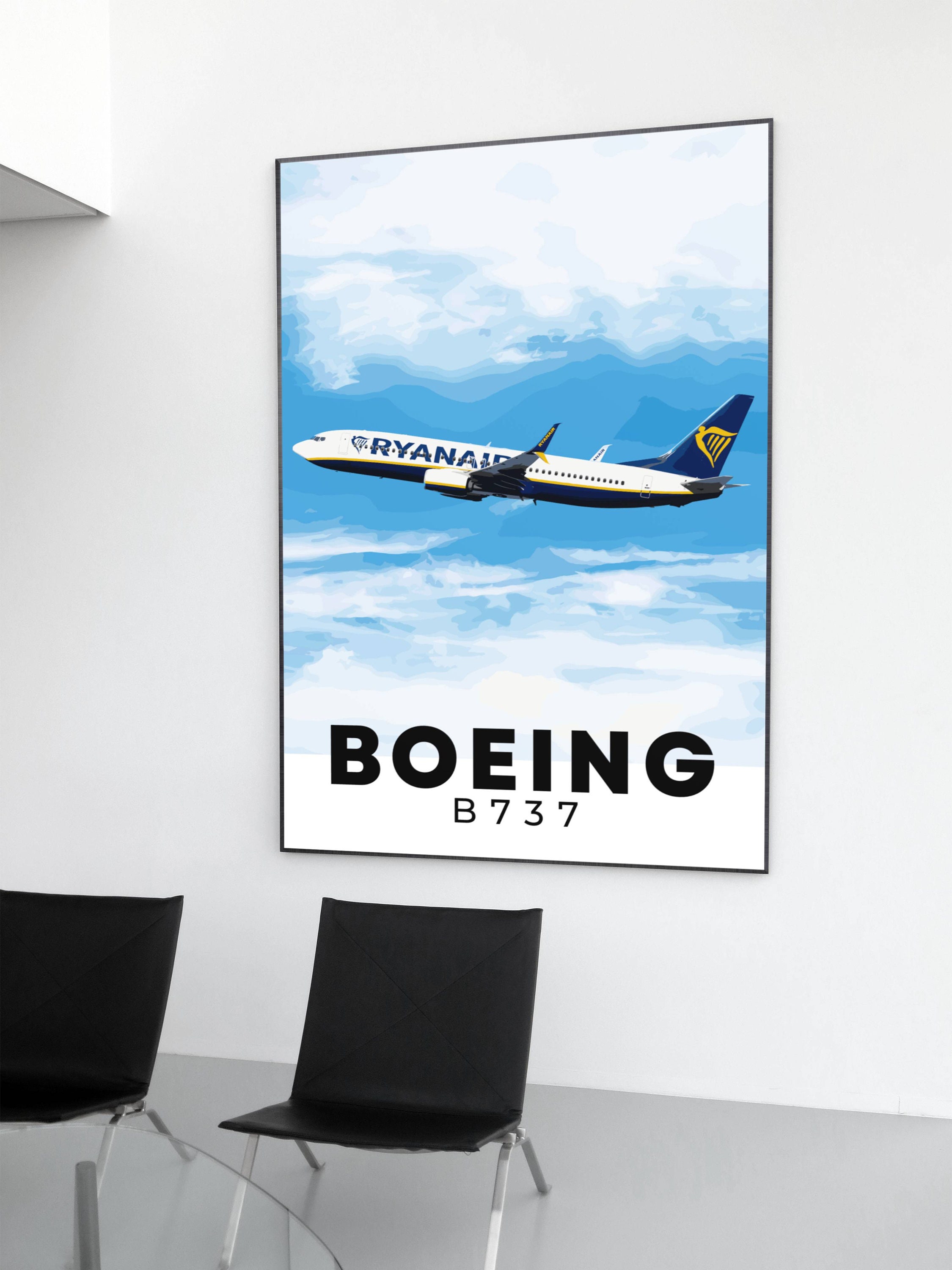 Boeing B737 Plane Poster Aviation Plane Wall Art Jet Poster pilot Gift ...