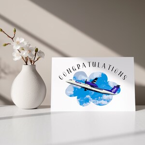 Congratulations Plane Card Dash 8 Q400 Aviation Card Airline Card Cabin ...
