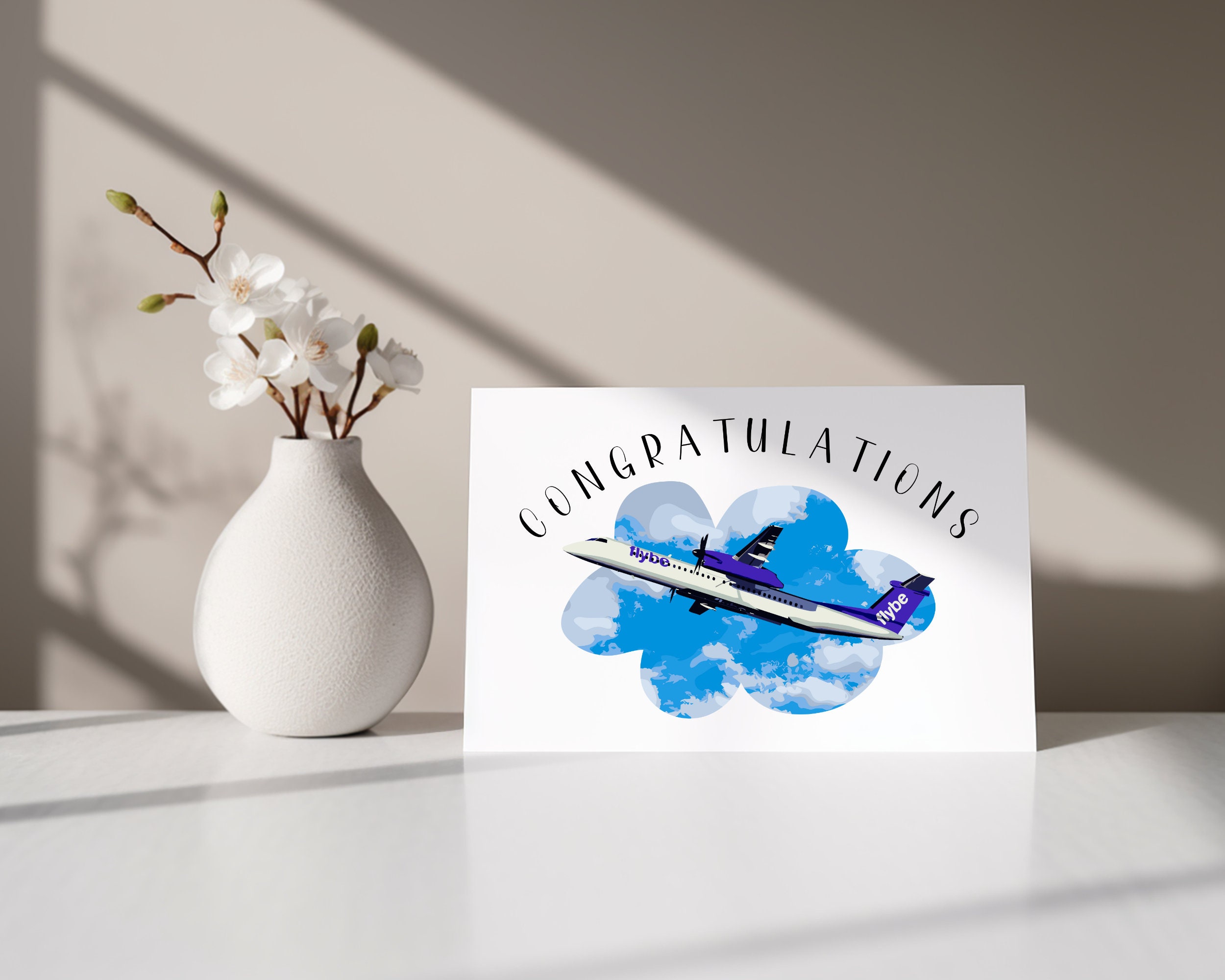 Congratulations Plane Card Dash 8 Q400 Aviation Card Airline Card Cabin ...