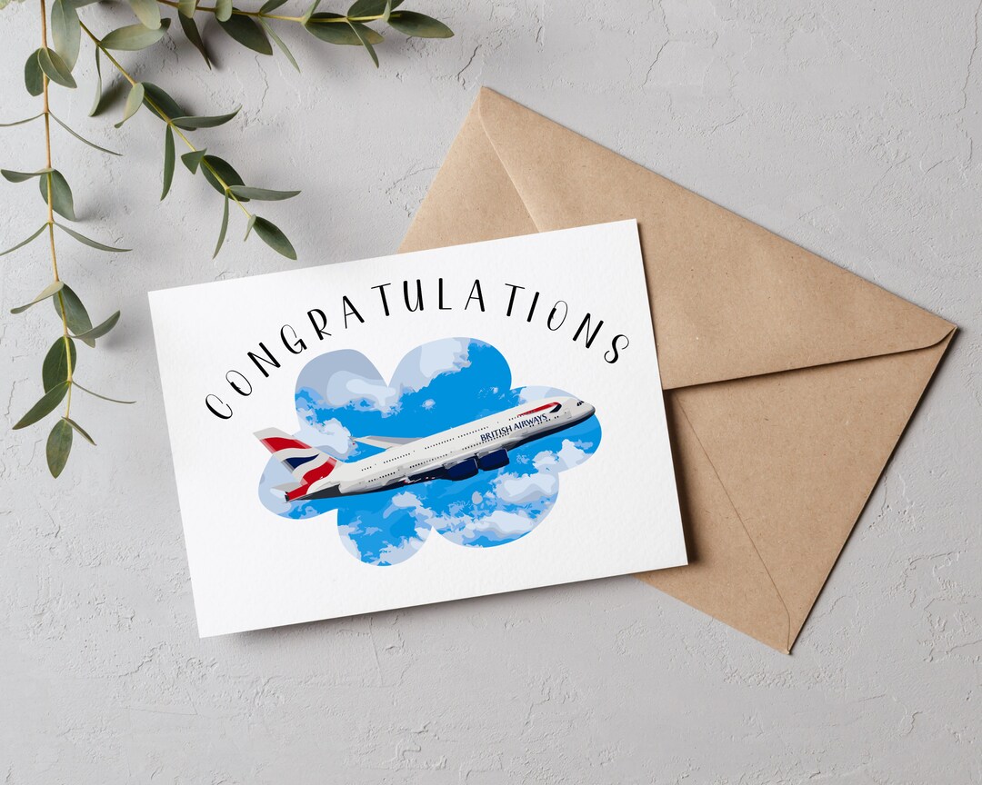 Congratulations Plane Card| A380 Aviation Card| Airline Card| Cabin ...