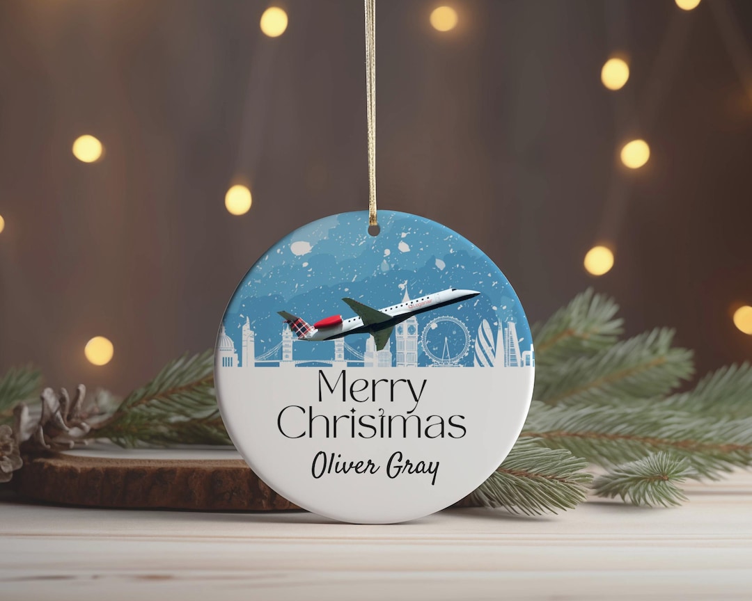 Personalised ERJ 145 Plane Christmas Tree Ornament Xmas Bauble Airline ...