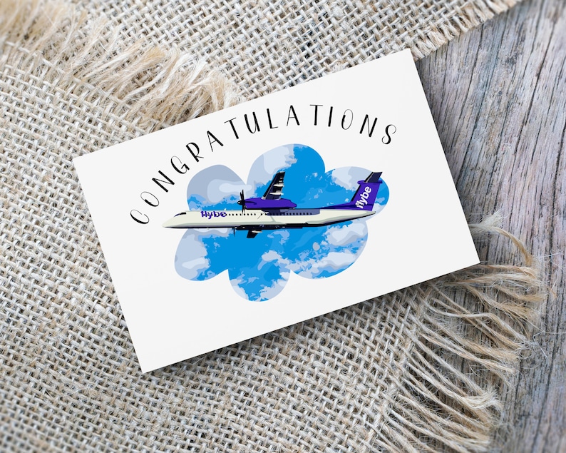 Congratulations Plane Card Dash 8 Q400 Aviation Card Airline Card Cabin ...