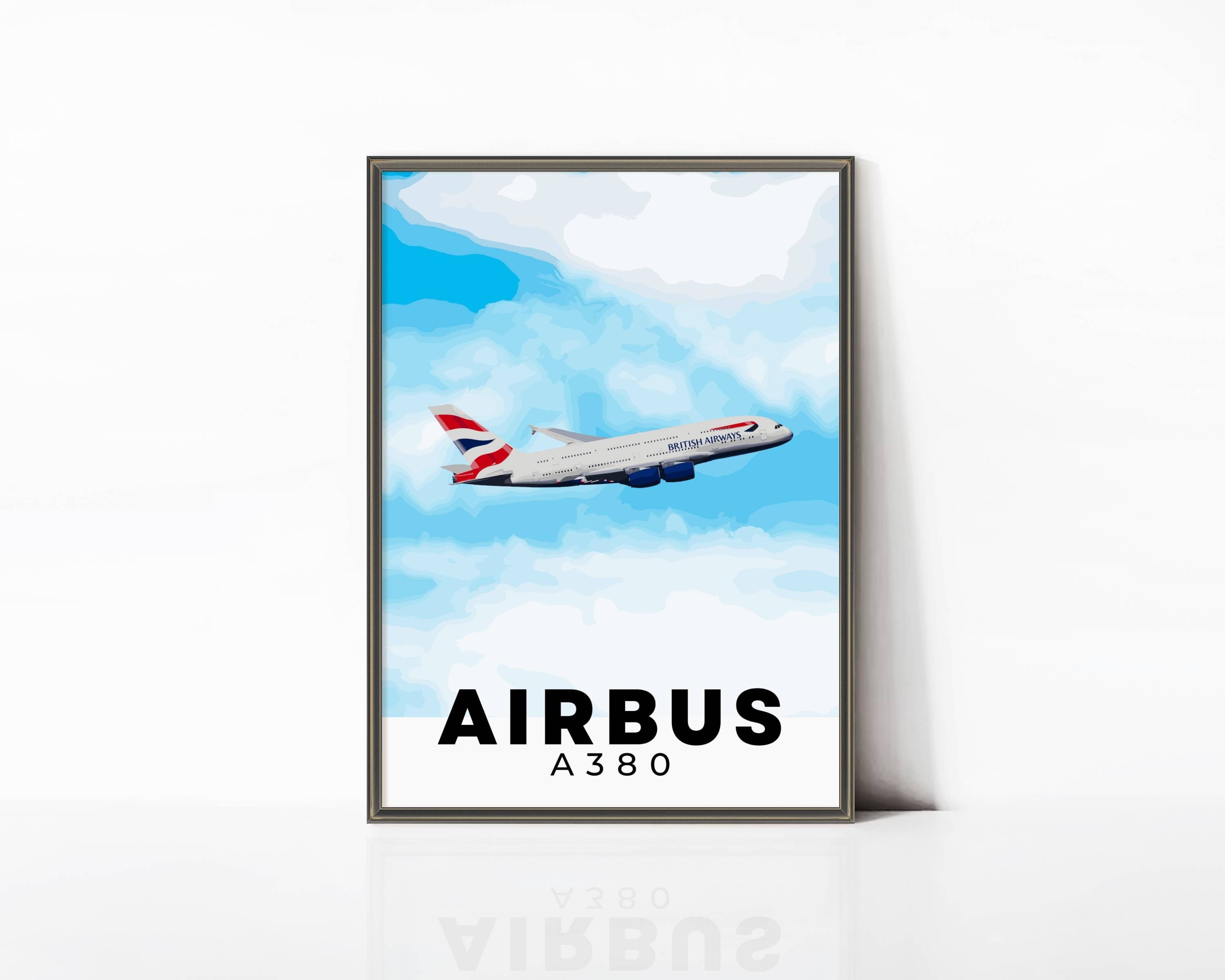 A380 Plane Poster Airbus Print Aviation Plane Wall Art Pilot Gift Cabin ...