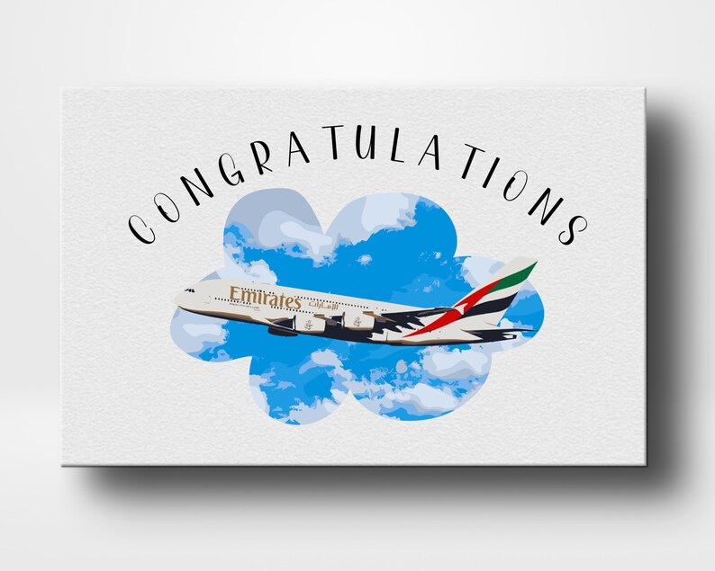 Congratulations Plane Card| A380 Aviation Card| Airline Card| Cabin ...