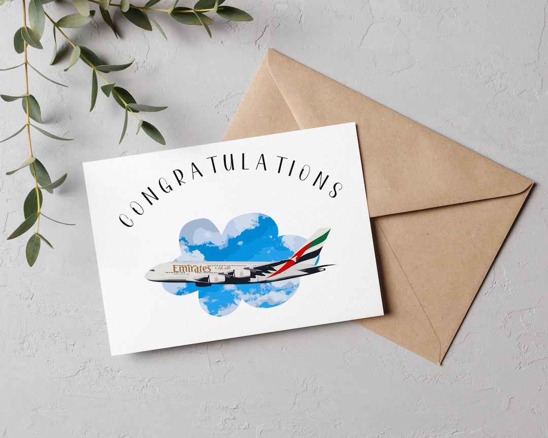 A380 Plane Congratulations Card Aviation Gift Card Airline Cabin Crew ...