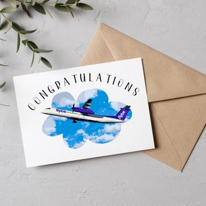 Congratulations Plane Card Dash 8 Q400 Aviation Card Airline Card Cabin ...