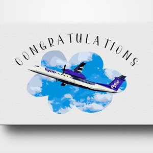 Congratulations Plane Card Dash 8 Q400 Aviation Card Airline Card Cabin ...
