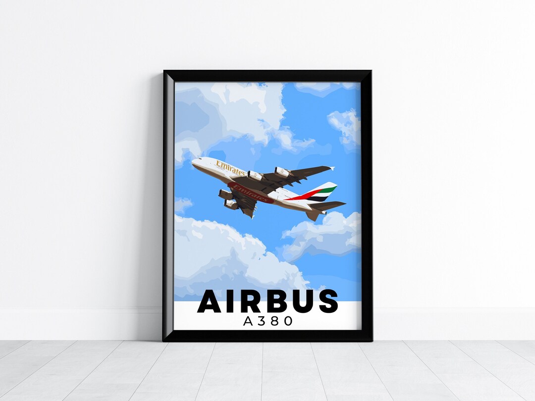 A380 Plane Poster Airbus Print Aviation Plane Wall Art Pilot Gift Cabin ...