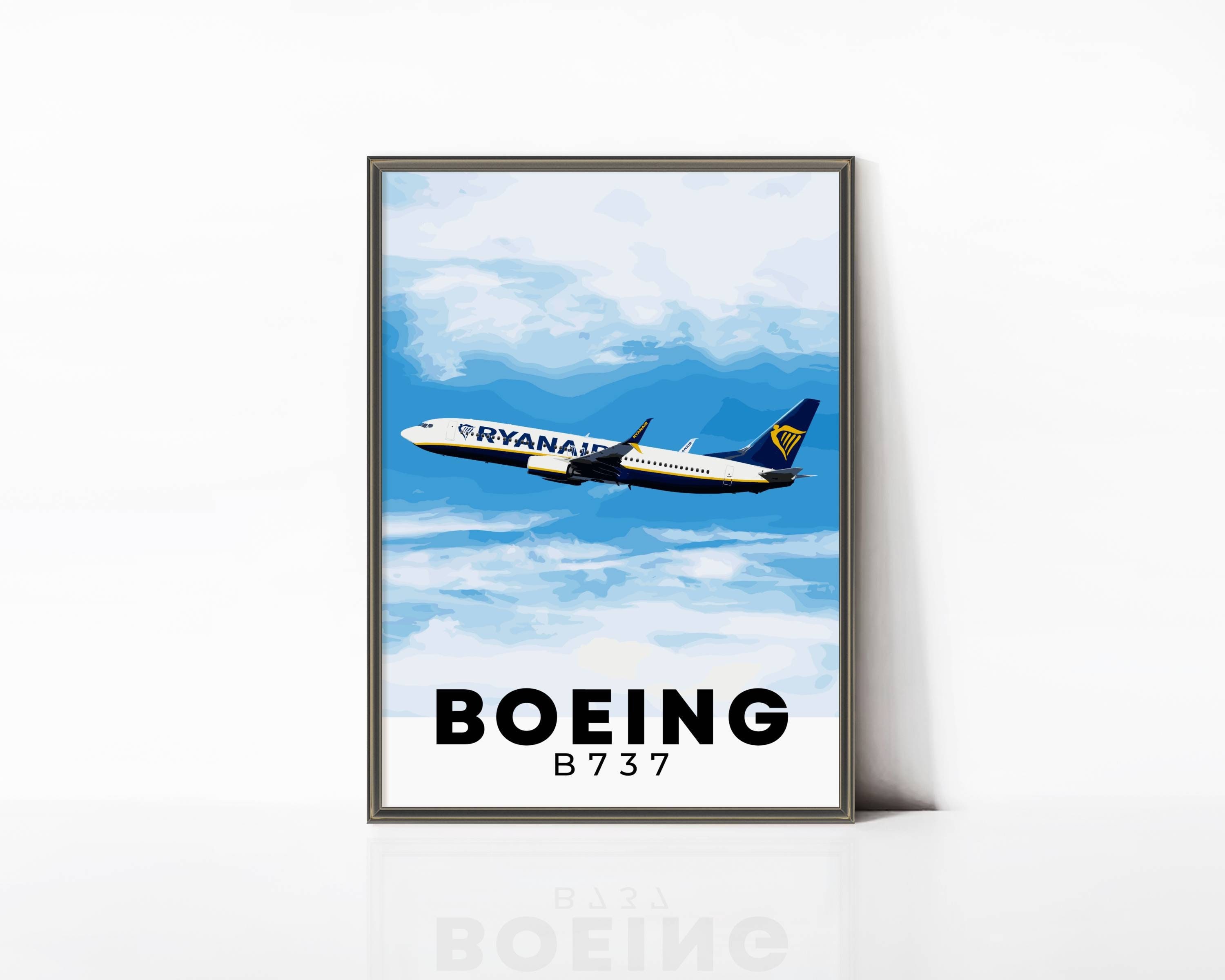 Boeing B737 Plane Poster Aviation Plane Wall Art Jet Poster pilot Gift ...