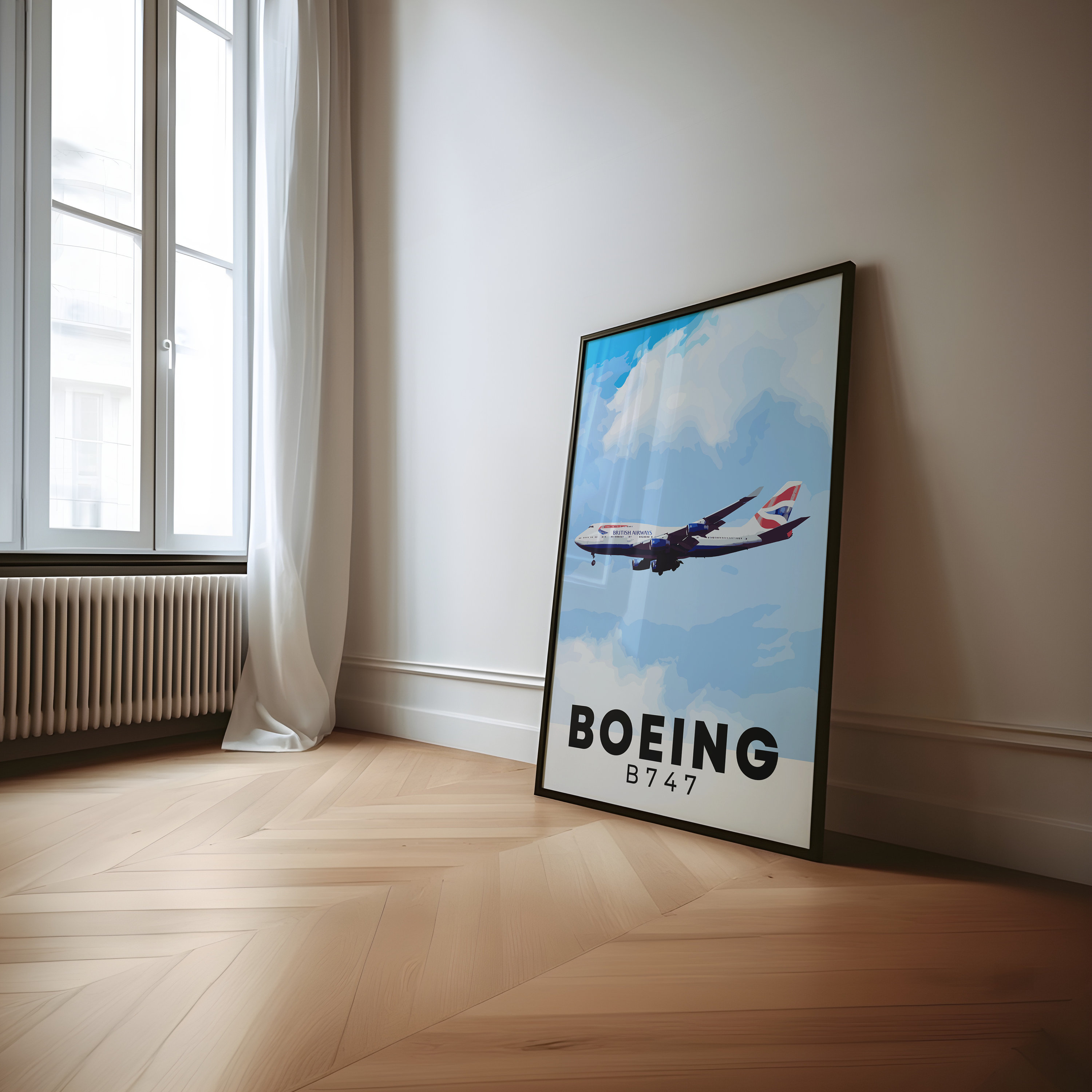 Boeing 747 Poster Fine Aviation Artwork Airplane Posters Aircraft Wall ...