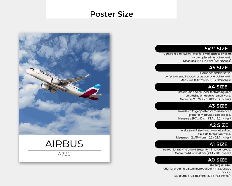 A320 Airline Poster Print, Aviation Art, Aircraft Wall Art, Pilot Gift ...