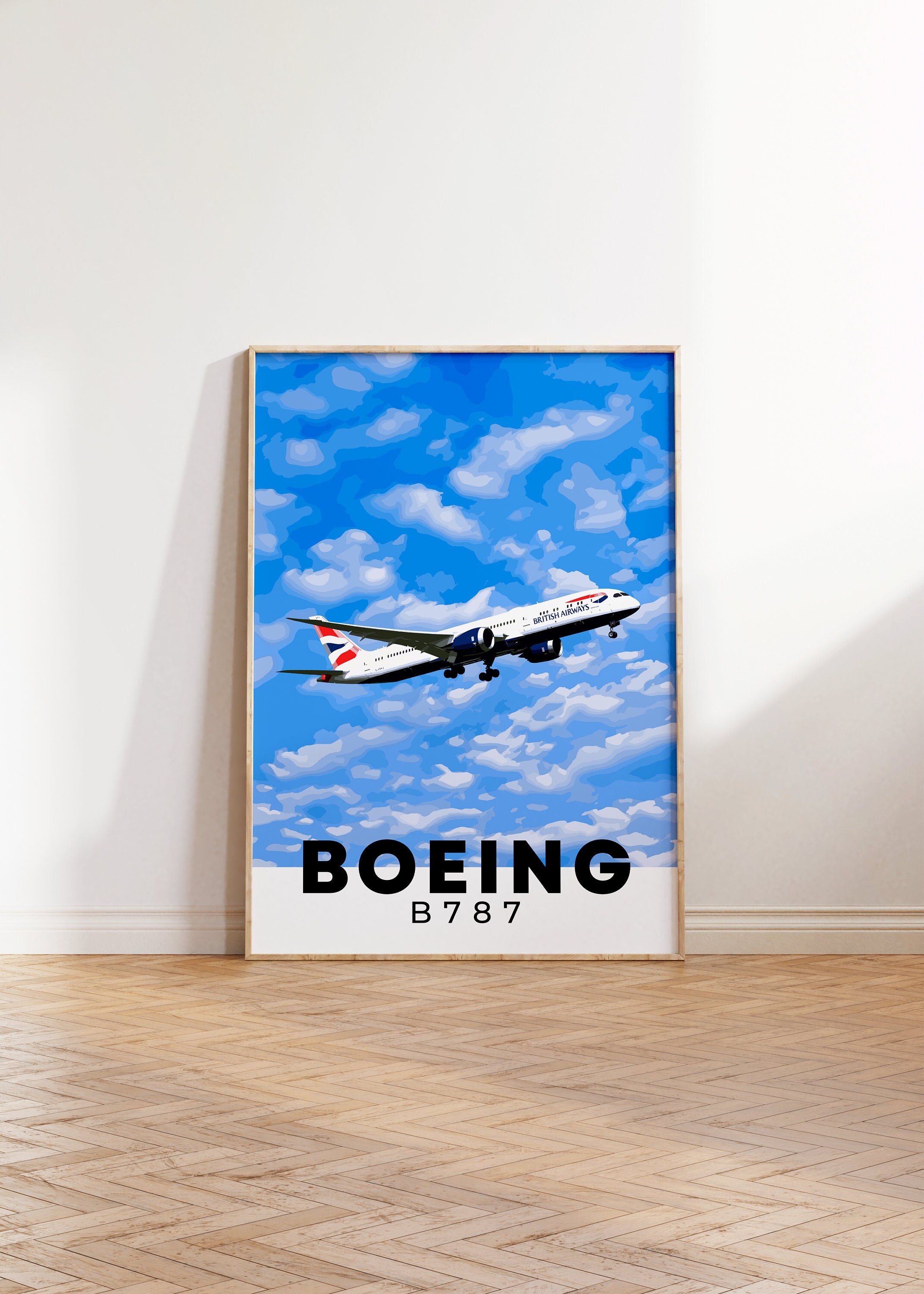 B787 Plane Art Print Boeing Aircraft Poster Airplane Pilot Wall Art ...