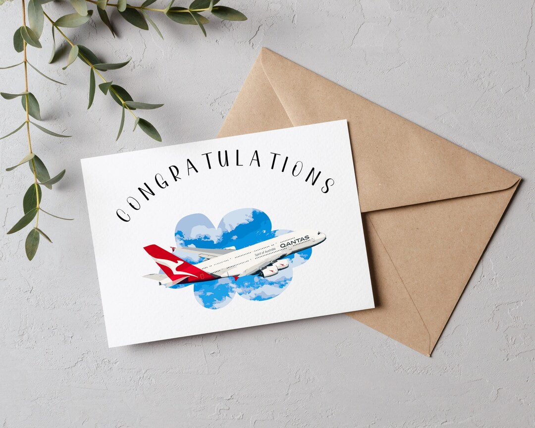 A380 Plane Congratulations Card Aviation Gift Card Airline Cabin Crew ...