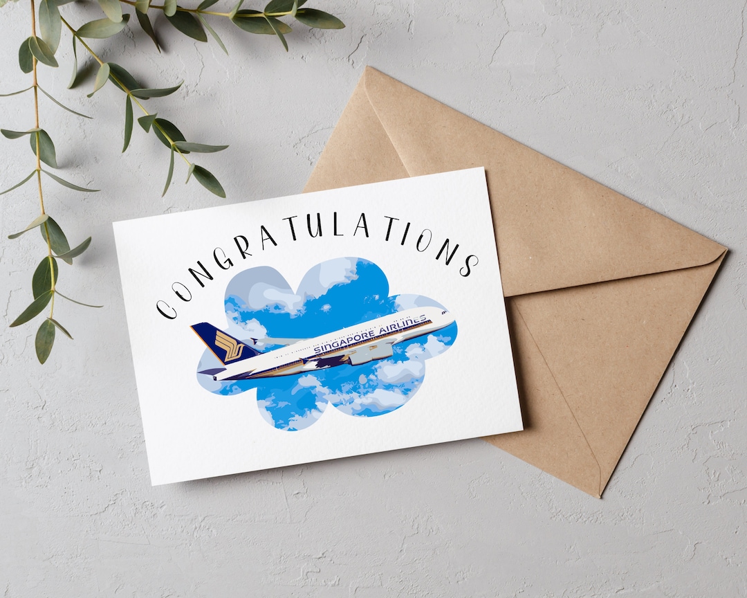 Congratulations Plane Card| A380 Aviation Card| Airline Card| Cabin ...