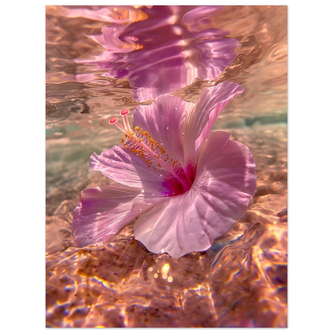 Hibiscus Floral Poster. Floral Wall Art. Pink Decor. Bathroom Decor ...