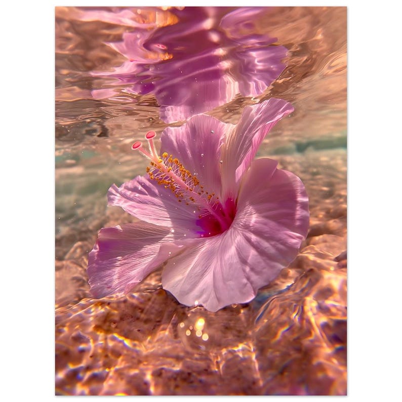 Hibiscus Floral Poster. Floral Wall Art. Pink Decor. Bathroom Decor ...