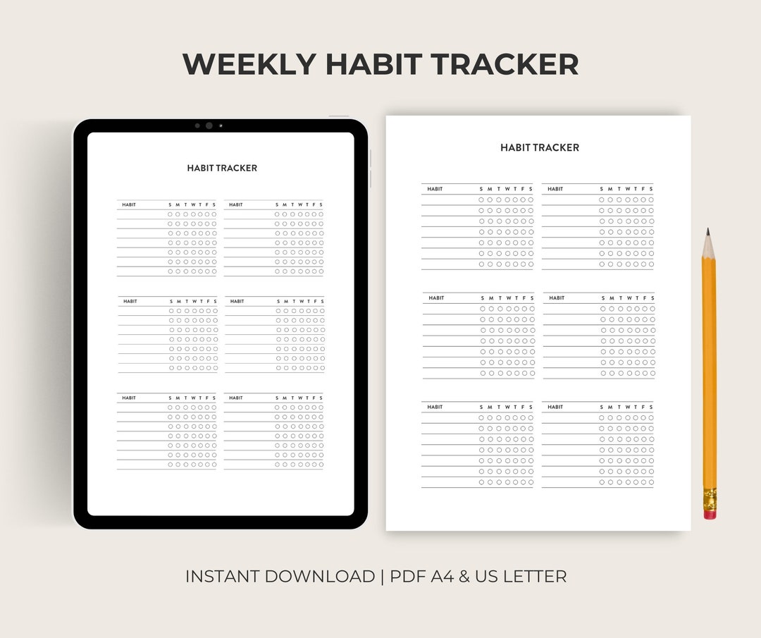 Daily, Weekly Habit Tracker Template Routine Checklist, Digital ...
