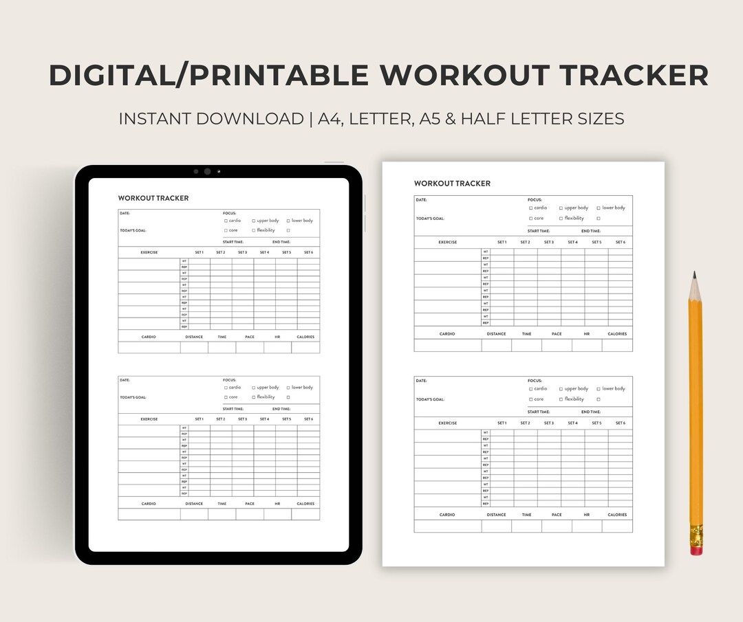 Printable, Digital Workout Tracker | Daily Exercise Log | Fitness ...