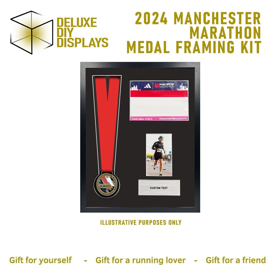 2024 Manchester Marathon Medal and Number Framing Kit Personalised ...