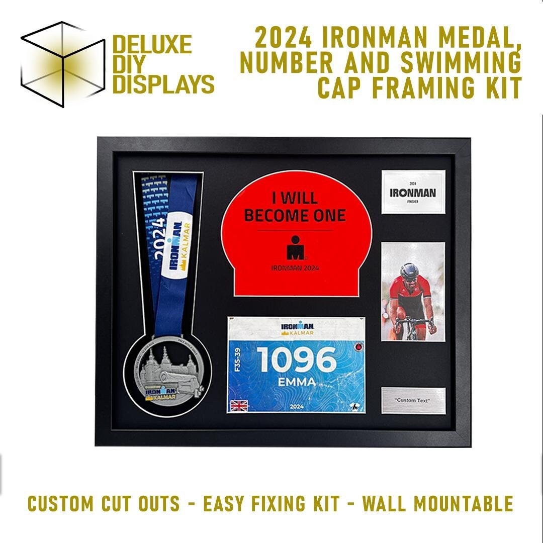 2024 Ironman Medal, Number and Swimming Cap Framing Kit - With ...