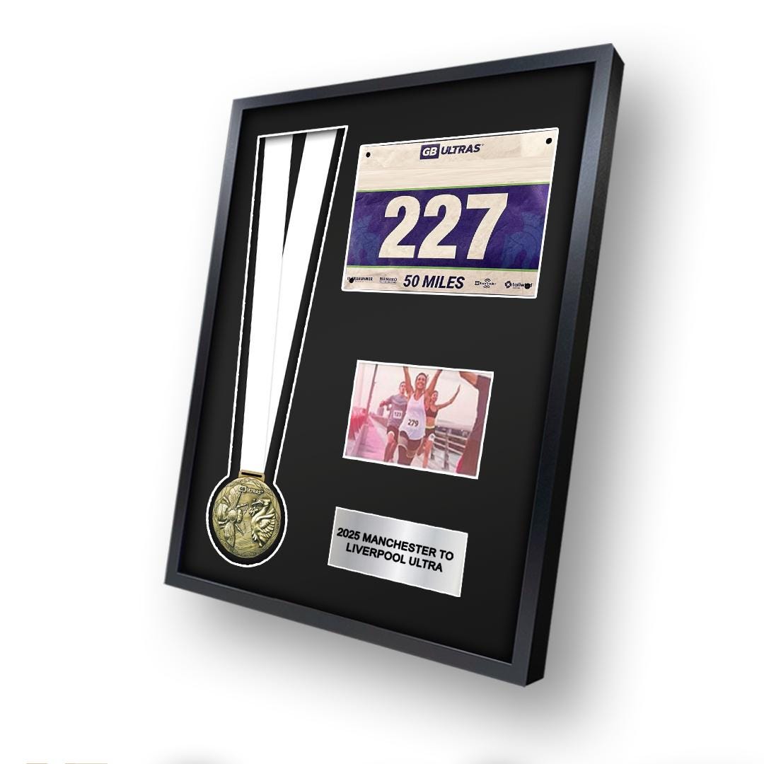 2025 M2L GB Ultra 50 Medal and Number Framing Kit + Personalised Plaque ...