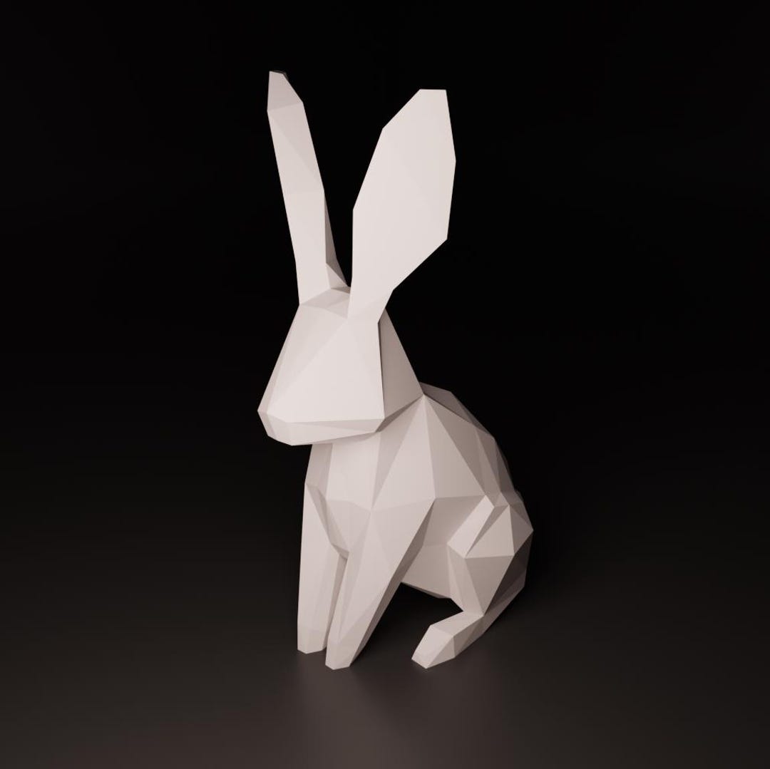 Geometric Rabbit Papercraft, 3D Paper Sculpture (PDF Pattern) - Etsy