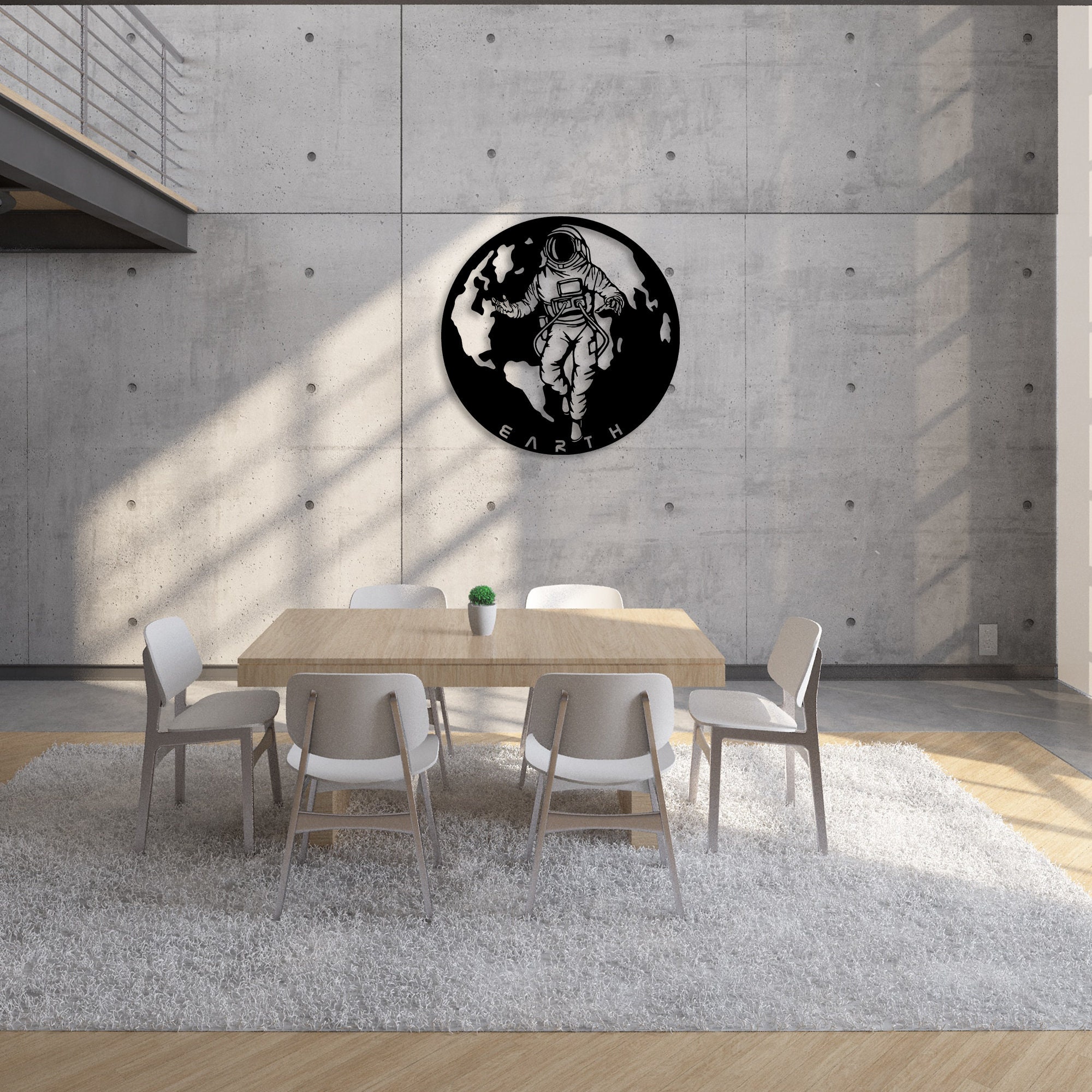 Astronaut Metal Wall Art Astronaut and Earth Space Wall - Etsy